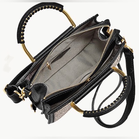 Fossil | Bags | Nwt Fossil Ryder Mini Satchel Leather Calf Hair White ...